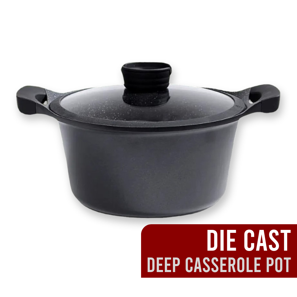 [THE HARVEST] NON-STICK DIE CAST DEEP CASSEROLE POT W/LID